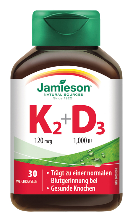 Jamieson Vitamin K2 & D3 120 mcg/1000 IU 30 Kps. | Jamieson